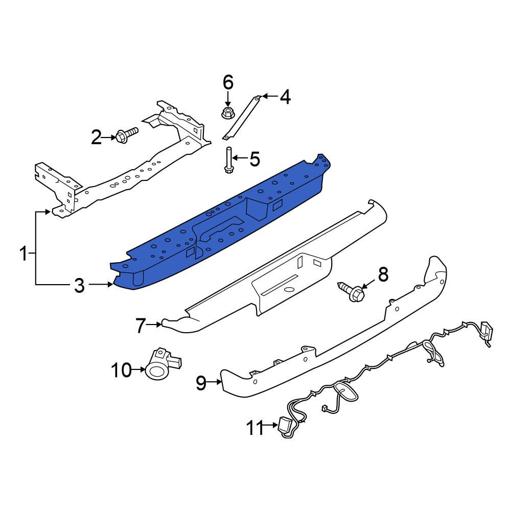Nissan OE 85030EZ30C - Rear Bumper Face Bar