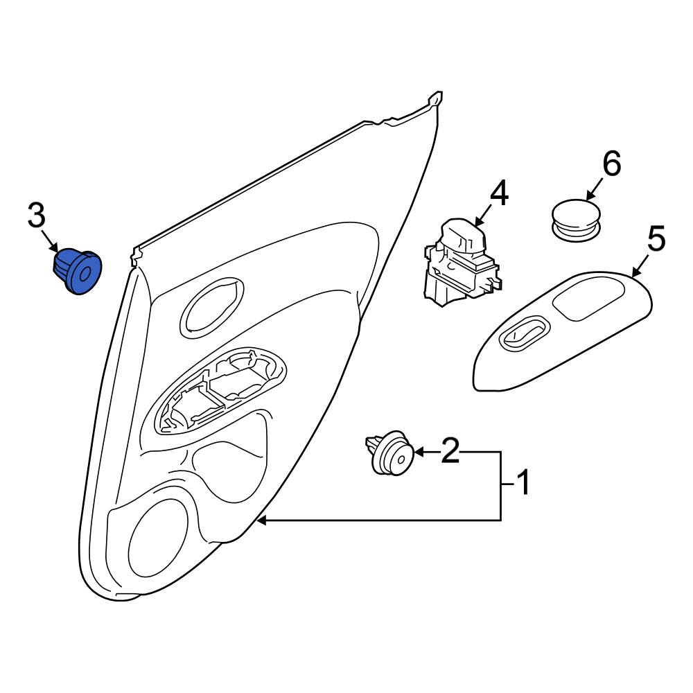 Nissan OE 0128100111 - Rear Door Interior Trim Panel Grommet