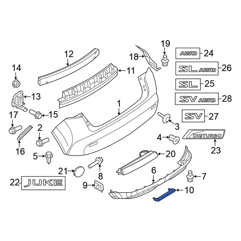 Nissan OE 850701KA0A - Rear Lower Bumper Trim