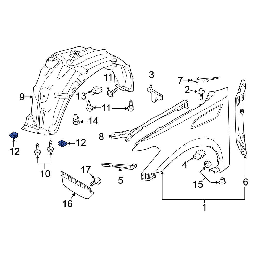 Nissan OE 089136365A - Bumper Cover Nut