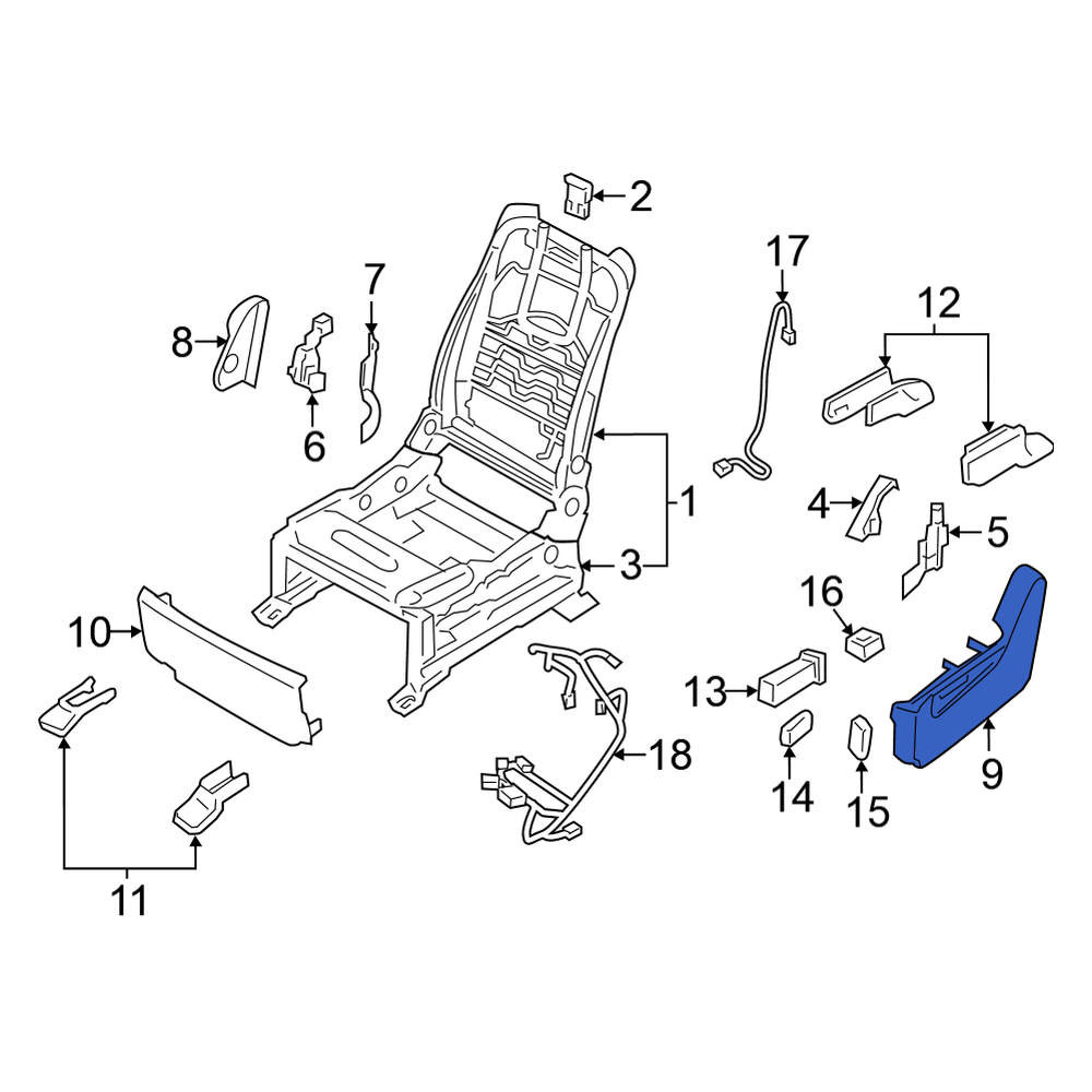 Nissan OE 873896JL0A - Front Left Outer Seat Trim Panel