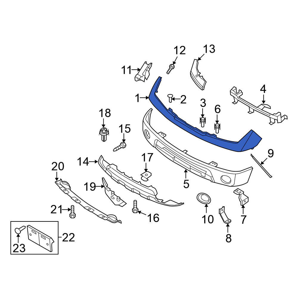 Nissan OE 62025ZL00B - Front Upper Bumper Cover