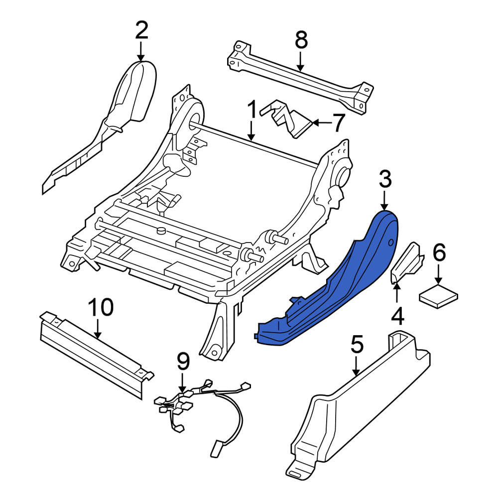 Nissan OE 87380EA201 - Front Left Outer Seat Frame Trim Panel