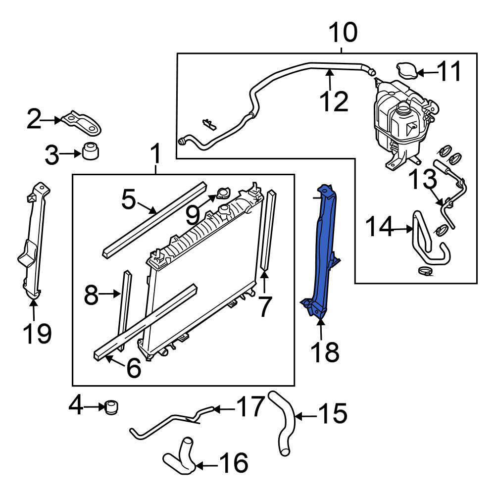 Nissan OE 21550EA210 - Right Radiator Support Bracket