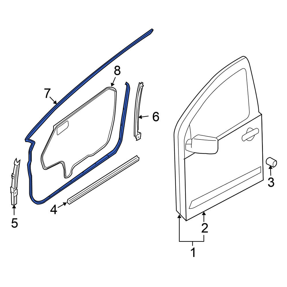 Nissan OE 80831EA00E - Front Left Door Seal