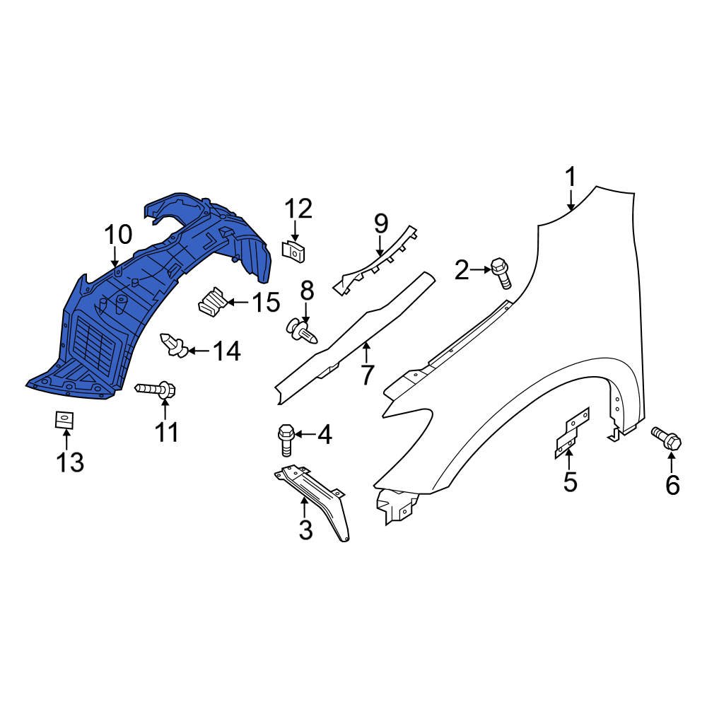 Nissan OE 648399NB0B - Front Left Fender Splash Shield