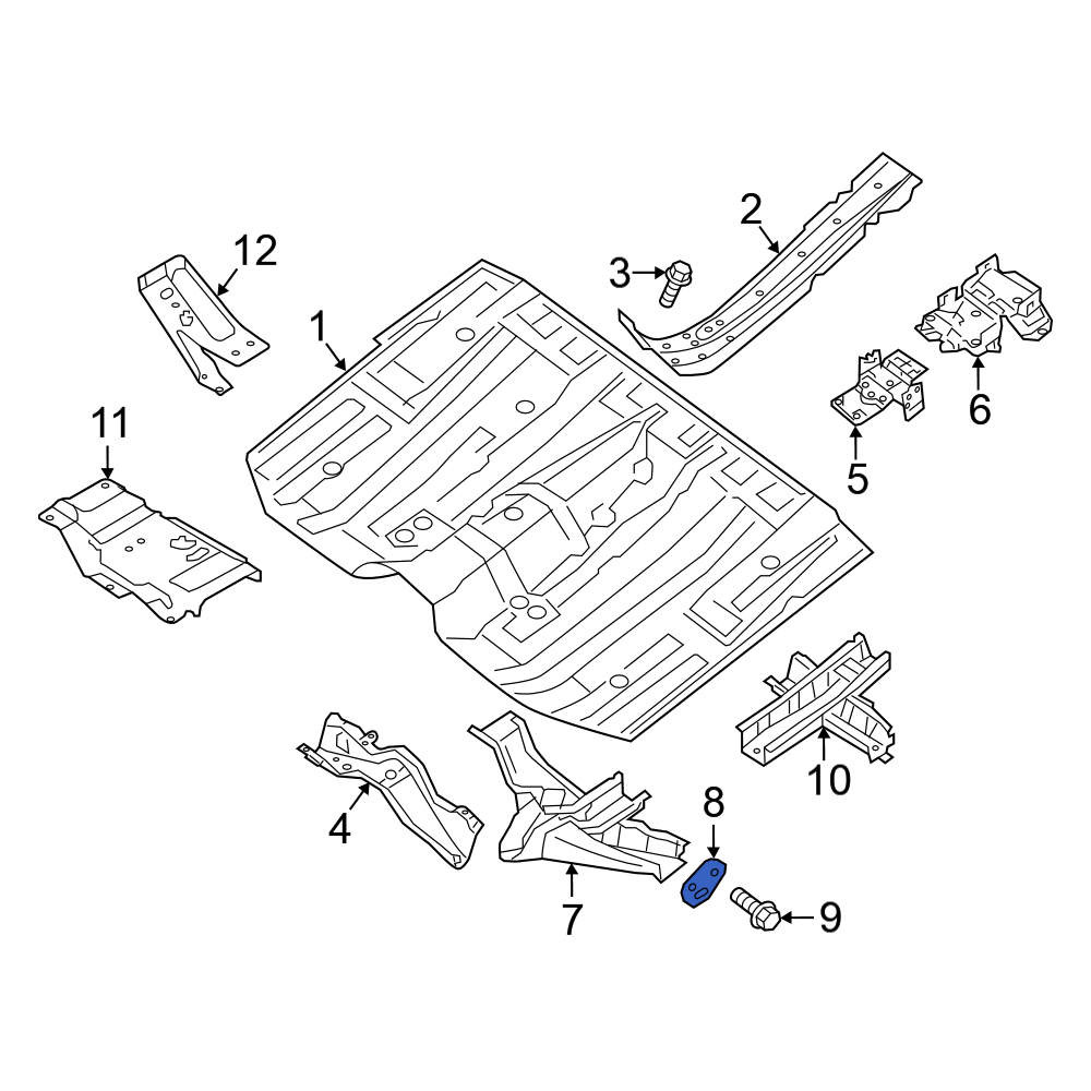 Nissan OE E11423JAMA - Front Floor Side Rail Bracket