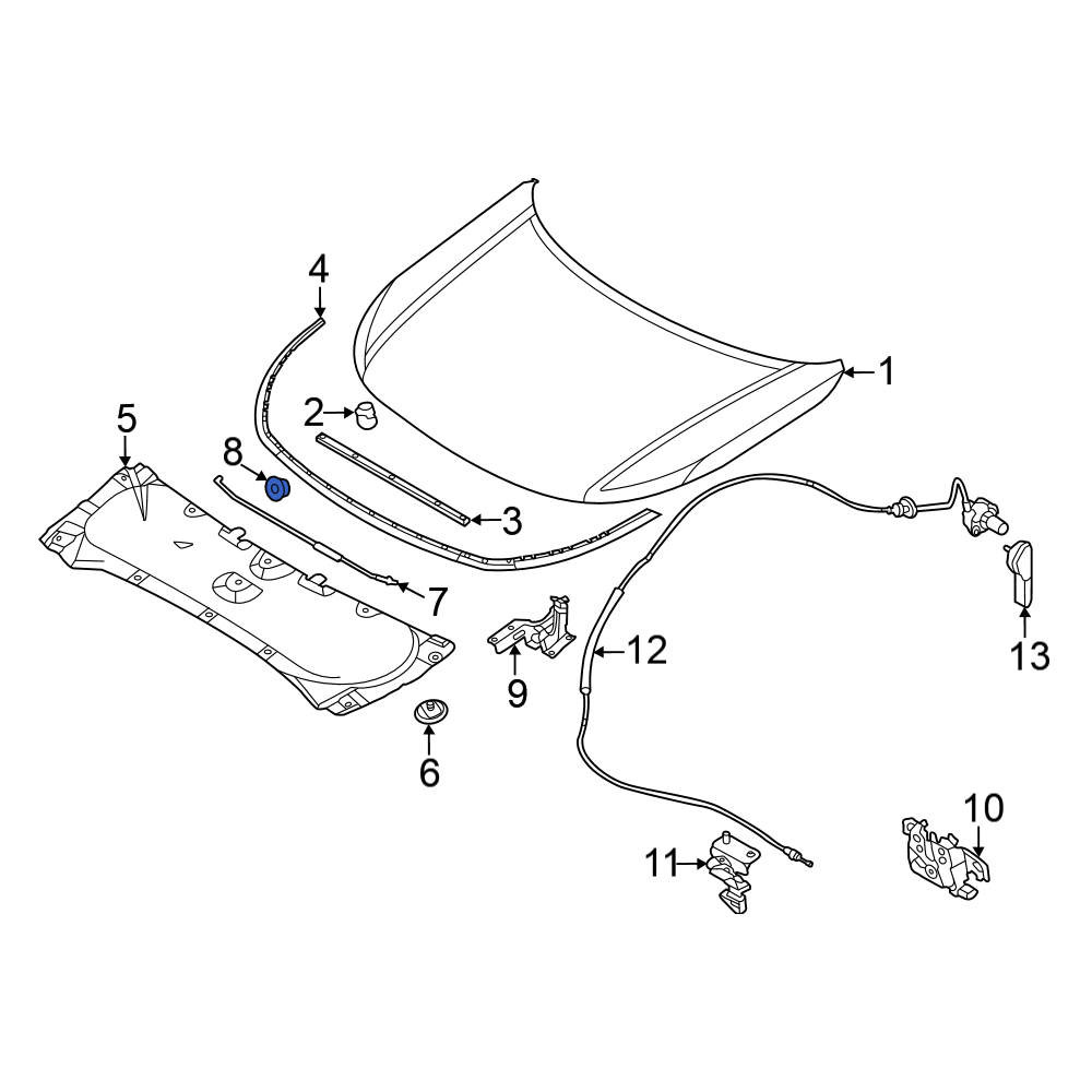 Nissan OE 65512R3000 - Hood Prop Rod Grommet