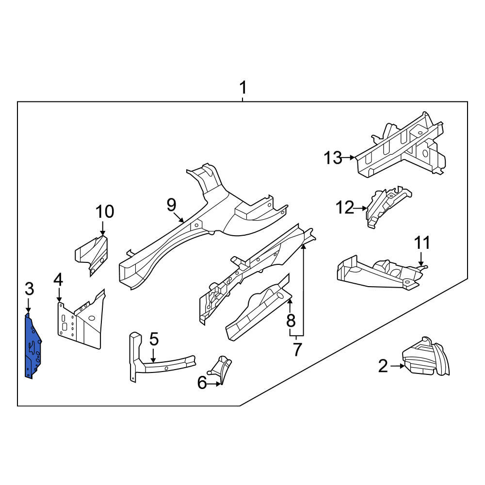 Nissan OE G51A66SAMA - Front Right Frame Rail End