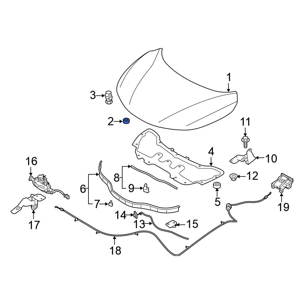 Nissan OE 658235Y000 - Front Hood Stop Buffer
