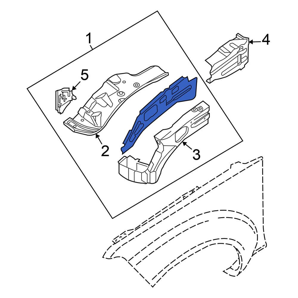 Nissan OE 641009BU0A - Front Right Fender Apron Assembly