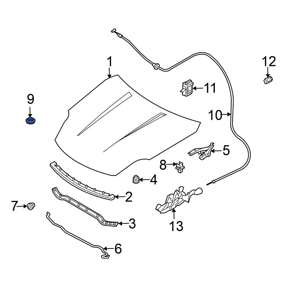 Nissan OE 0165802121 - Rear Hood Plug