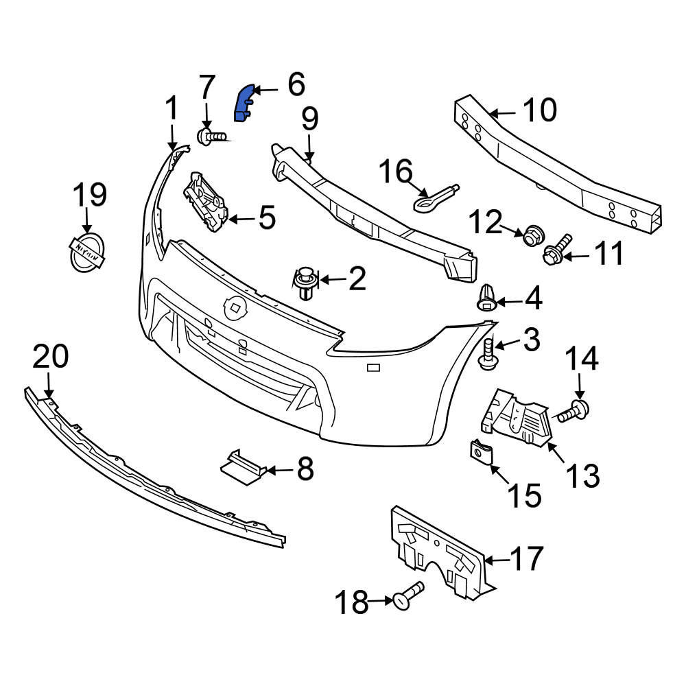 Nissan OE 622221EA0B - Front Right Bumper Cover Bracket