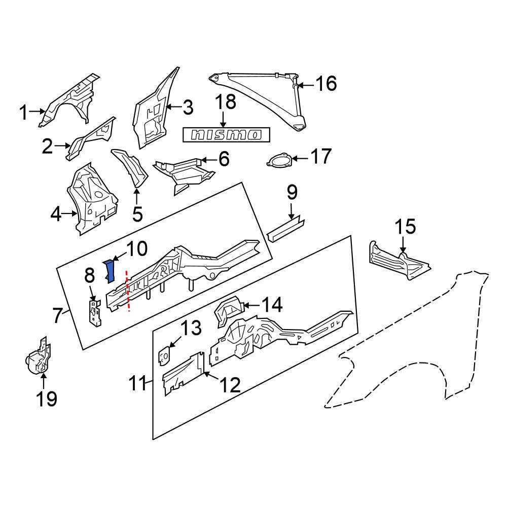 Nissan OE 751A71EA0A - Front Left Frame Side Member Bracket