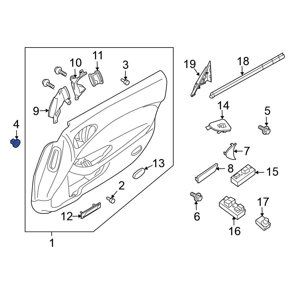 Nissan OE 0128101231 - Door Interior Trim Panel Grommet