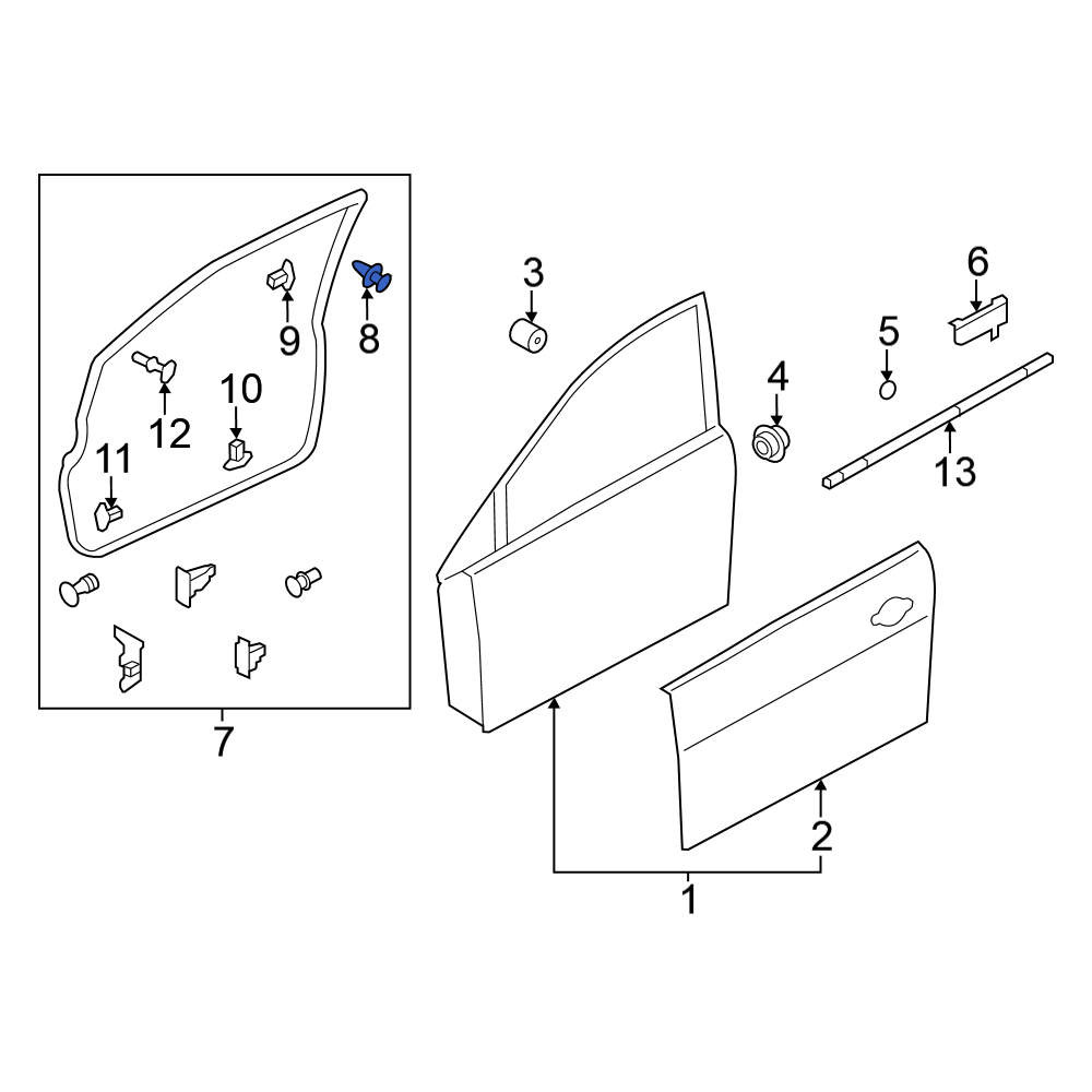 Nissan OE 8085089922 - Rear Door Seal Clip