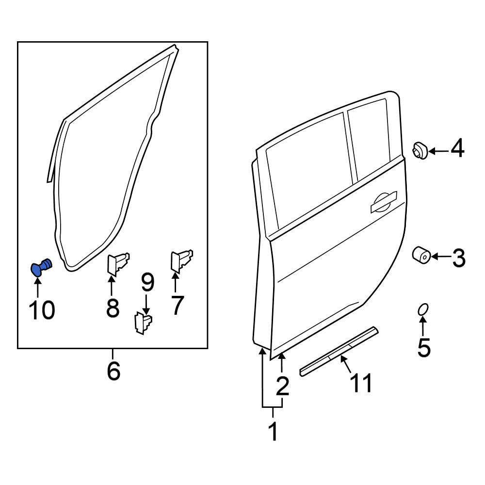 Nissan OE 8085089922 - Rear Door Seal Clip