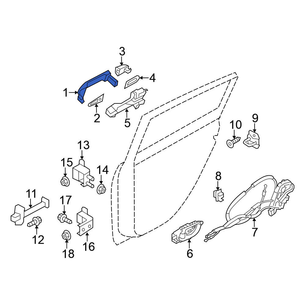 Nissan OE 826409N00A - Rear Outer Exterior Door Handle