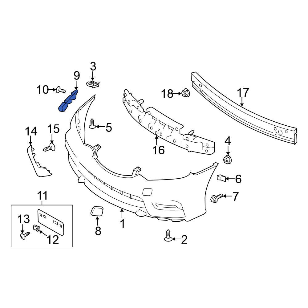Nissan OE 622253YU1A - Front Left Bumper Cover Bracket