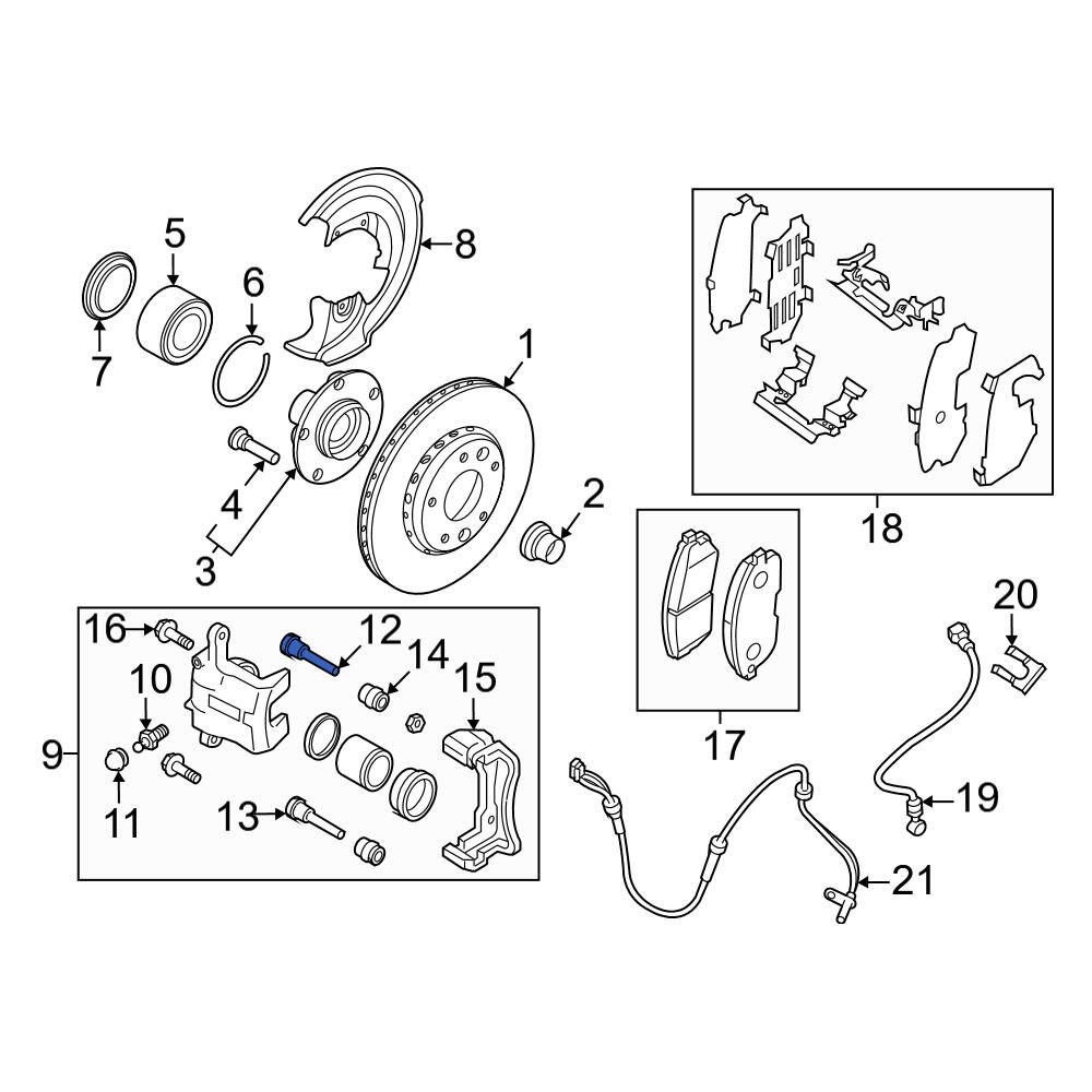 Nissan OE 44140JA00A - Front Upper Disc Brake Caliper Pin