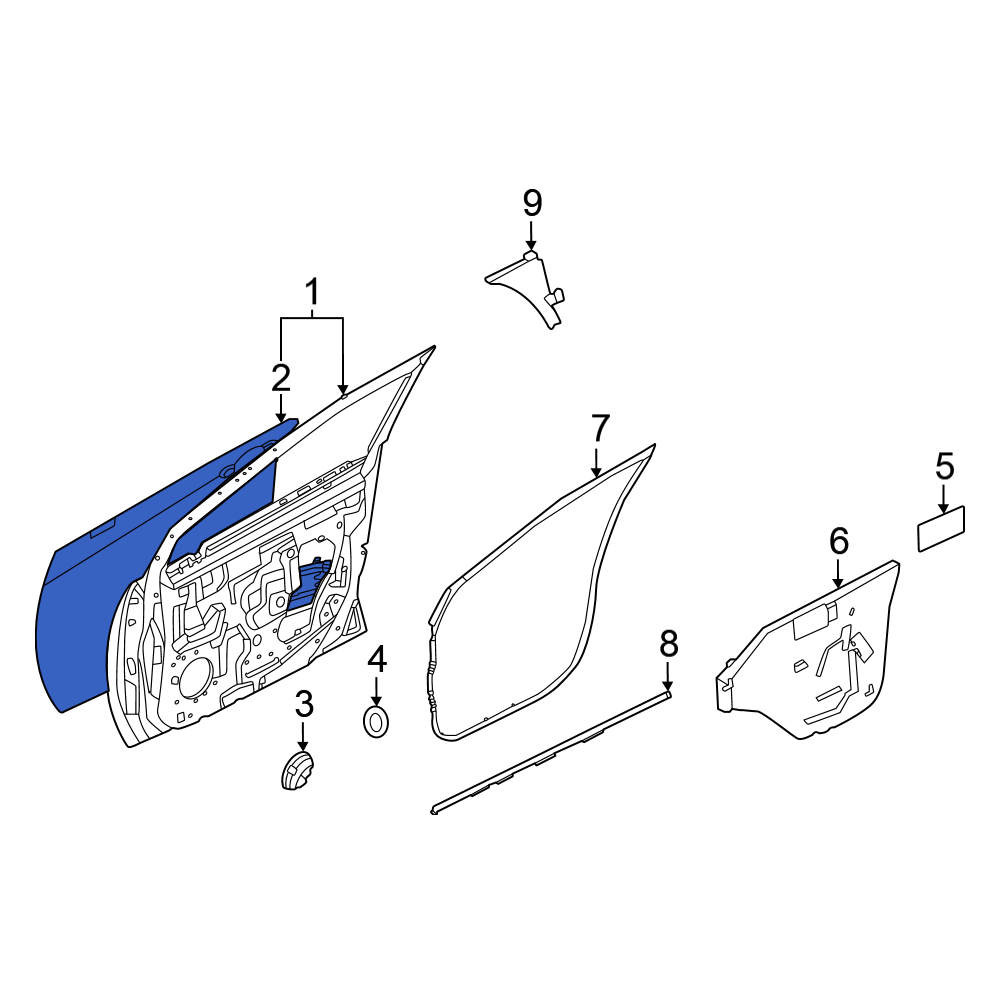 Nissan OE H01526LEEB - Front Right Outer Door Outer Panel
