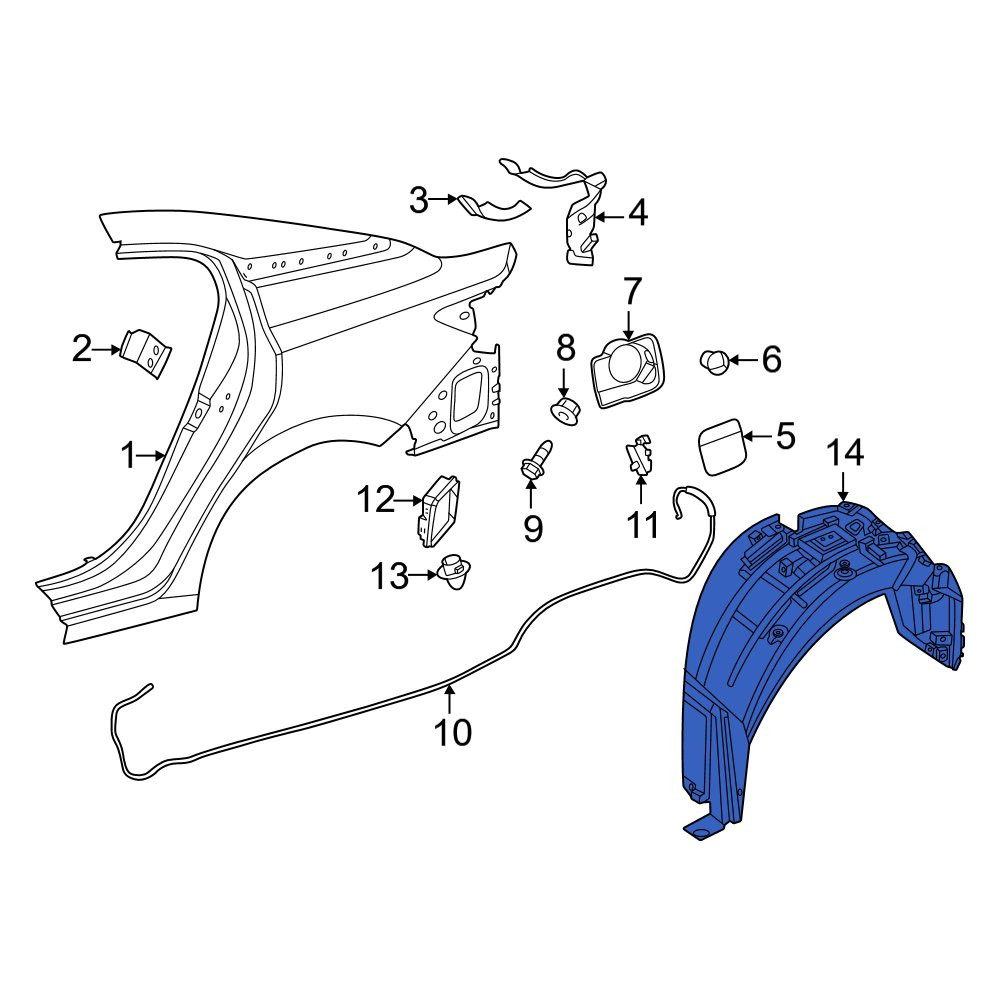 Nissan OE 767486LB0A - Rear Right Quarter Panel Splash Shield