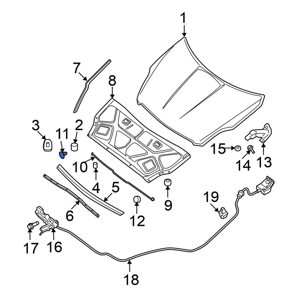 Nissan OE 65512R3000 - Hood Prop Rod Grommet