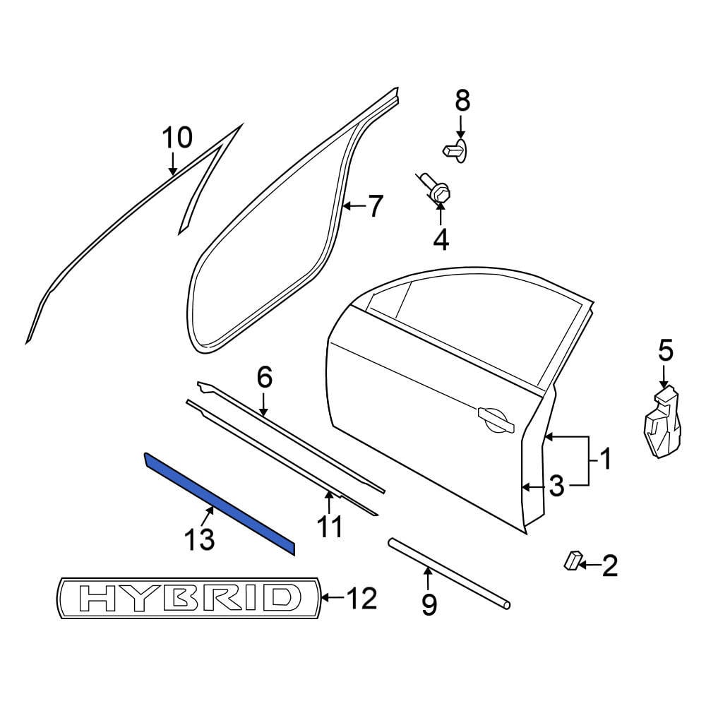 Nissan OE 80870JA01E - Front Right Door Molding