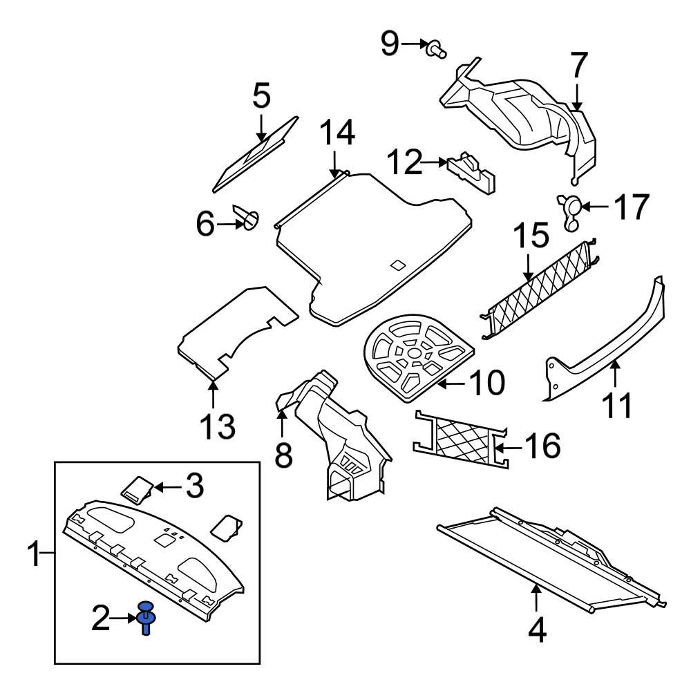 Nissan OE 0155309131 - Package Tray Trim Clip