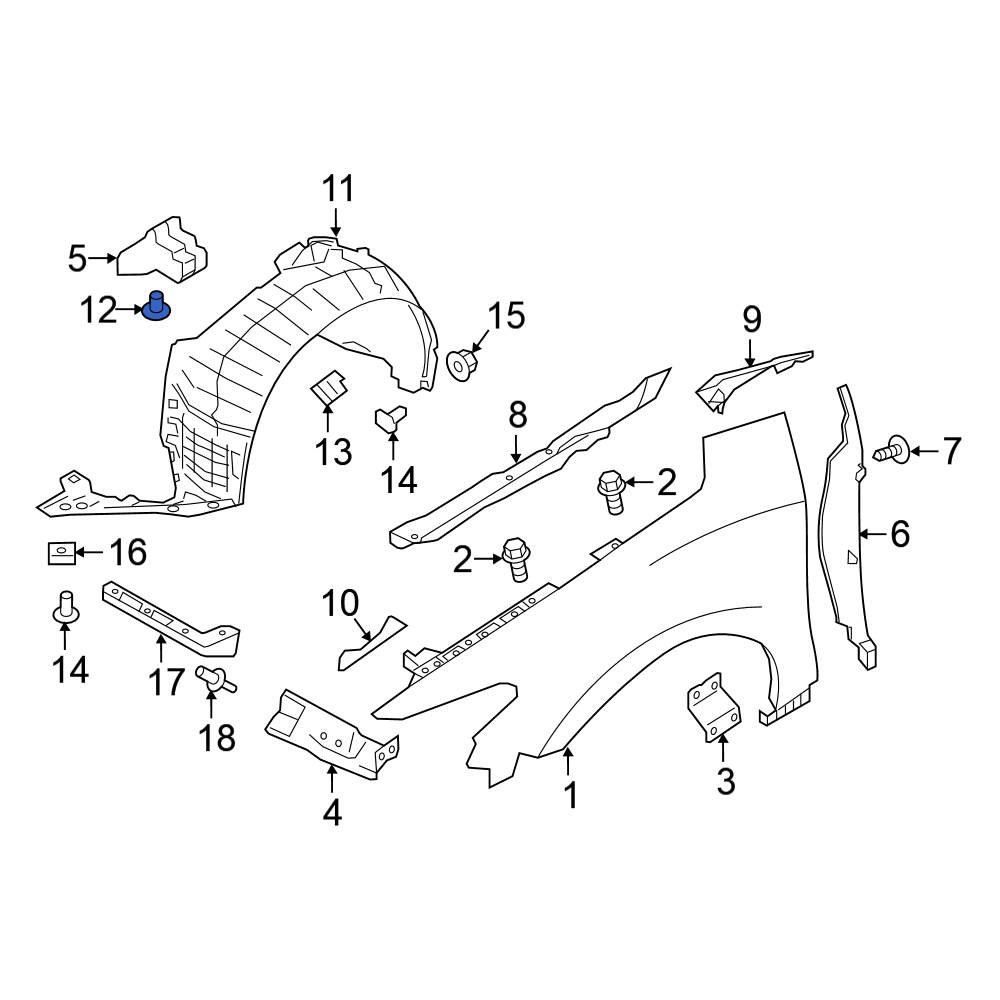 Nissan OE 0155305233 - Fender Liner Retainer