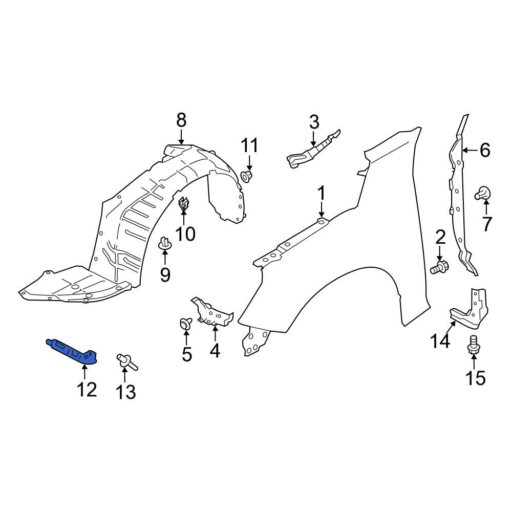 Nissan OE 638646CA0A - Front Right Fender Liner Extension