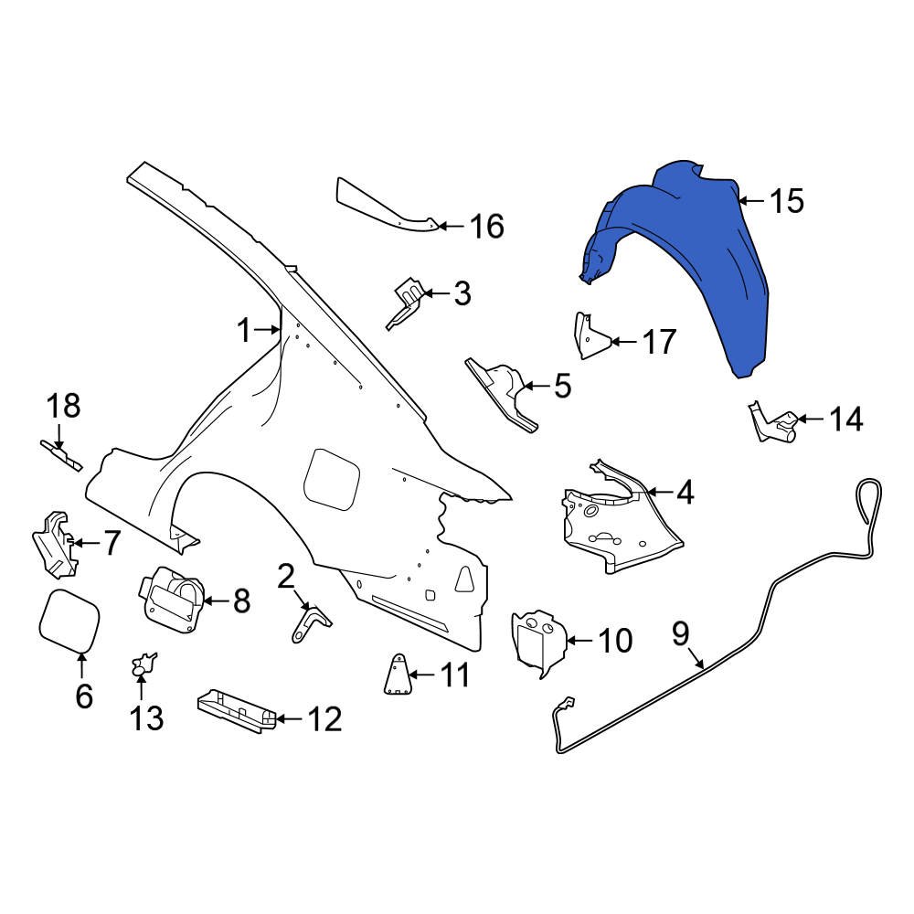 Nissan OE 767486CA0A - Rear Right Quarter Panel Splash Shield