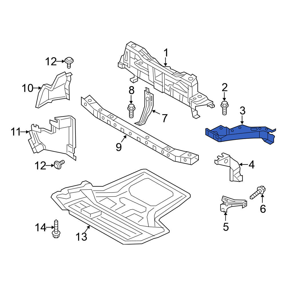 Nissan OE F25133LMMA - Front Left Upper Radiator Support Tie Bar Extension