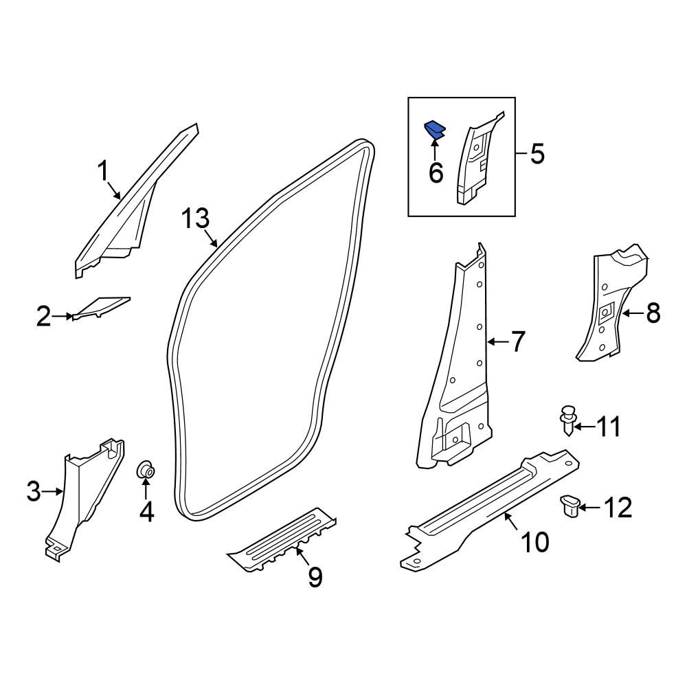 Nissan OE 0155309001 - Package Tray Trim Clip
