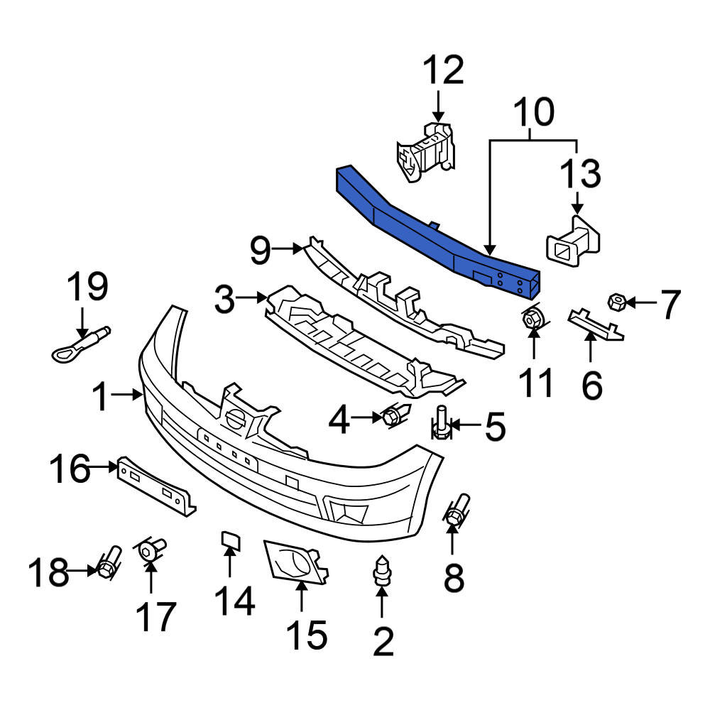 Nissan OE F2030EM3MA - Front Bumper Impact Bar