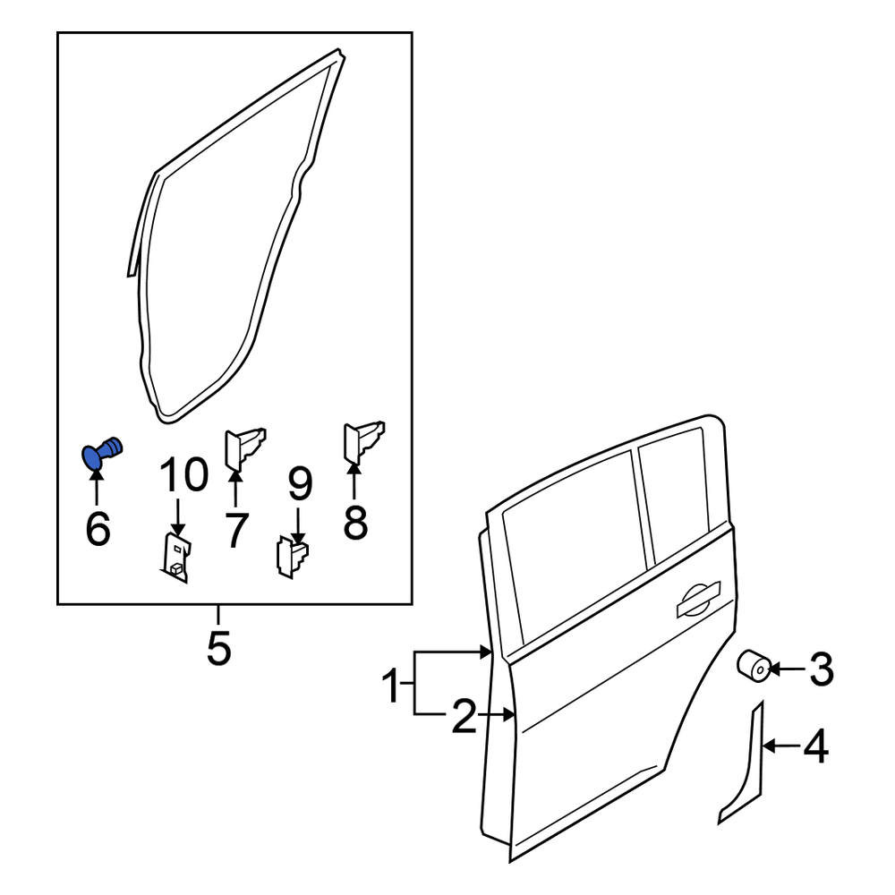 Nissan OE 8085089922 - Rear Door Seal Clip