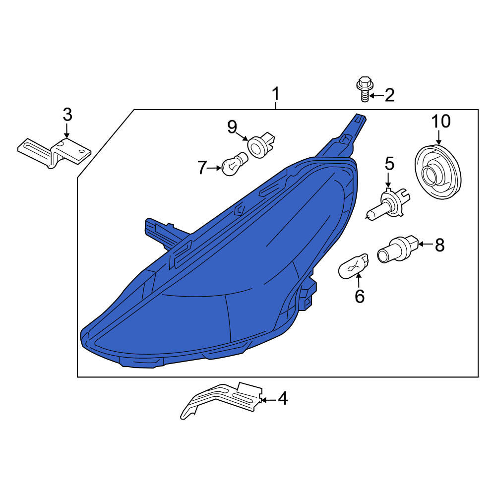 Nissan OE 260609KK0A - Front Left Headlight Assembly