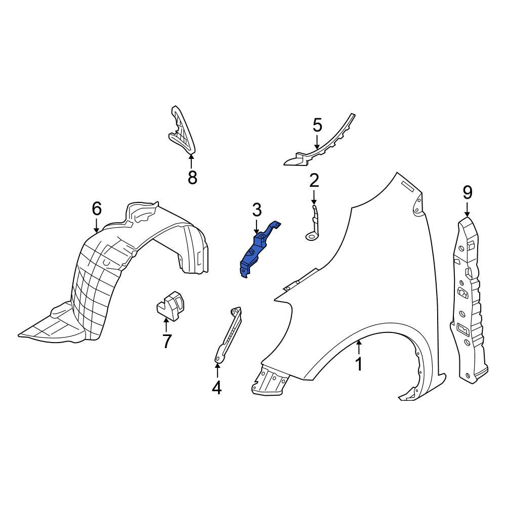 Nissan OE F31615EFMA - Left Center Fender Bracket