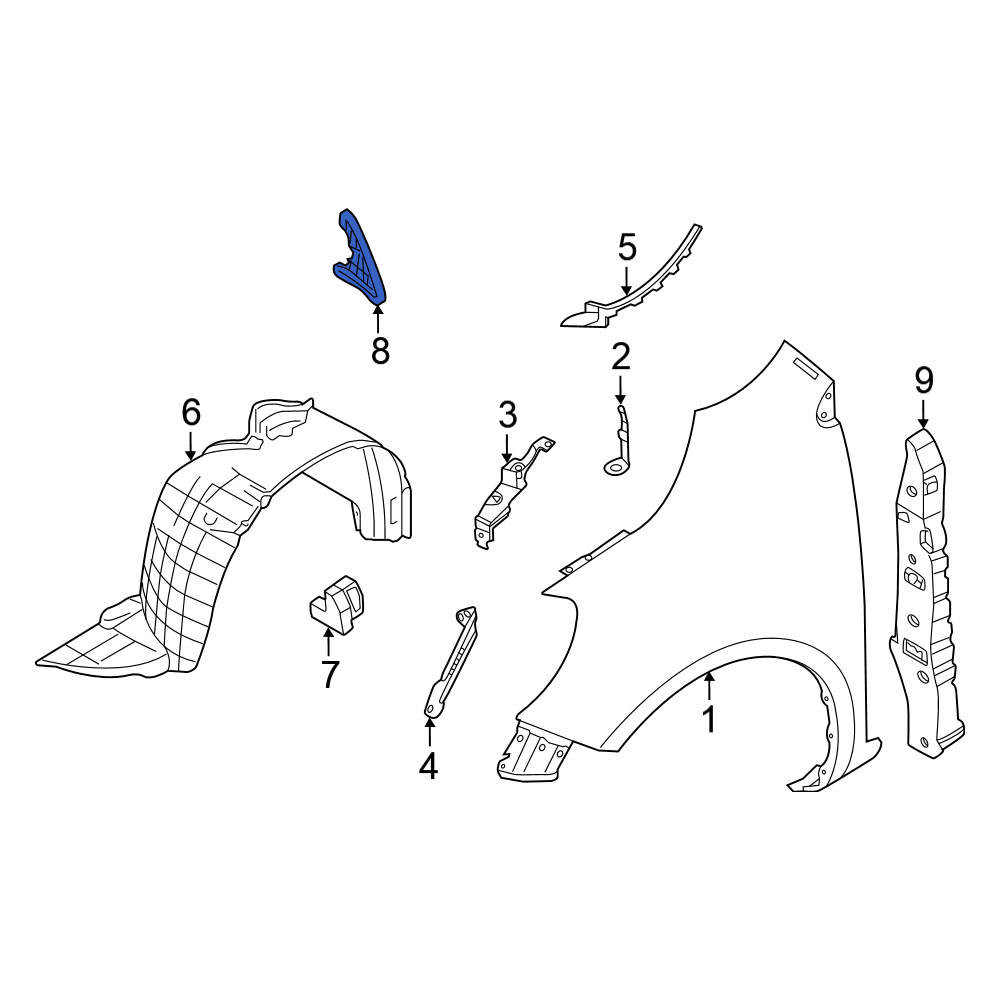Nissan OE 631305EF0A - Front Right Rearward Fender Insulator