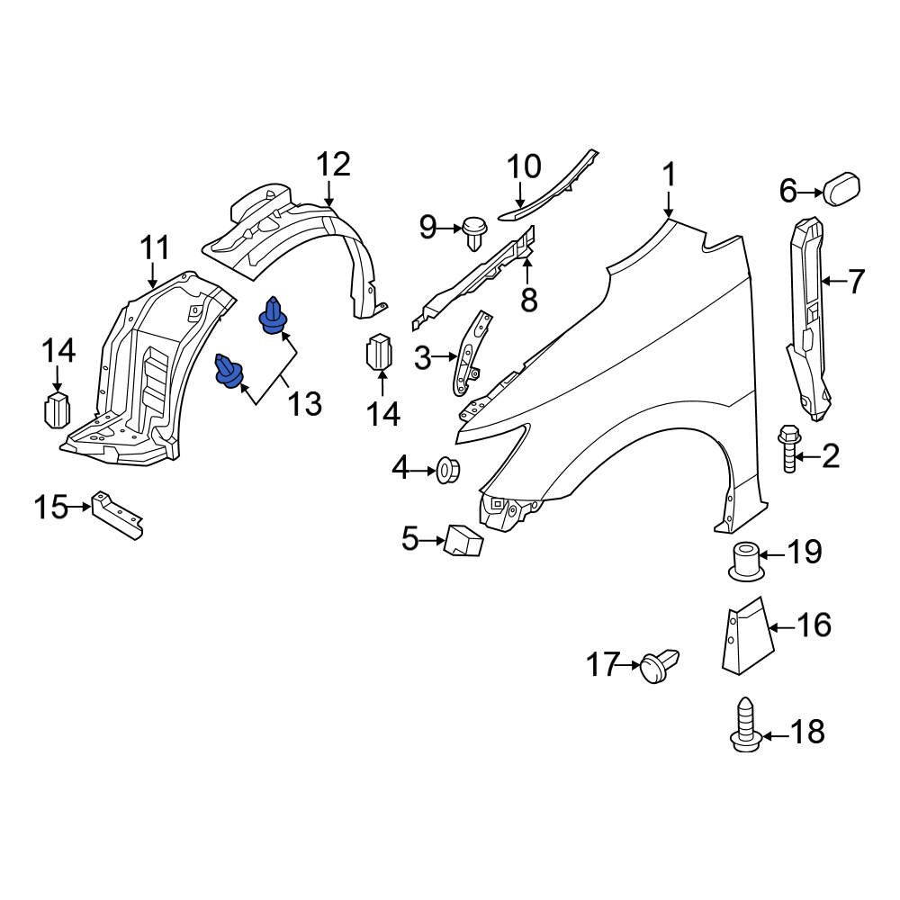 Nissan OE 0155305933 - Liftgate Trim Scuff Plate Clip