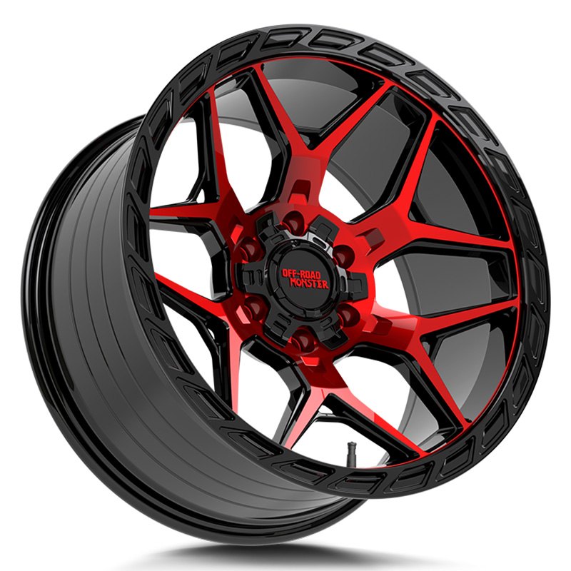 OFF-ROAD MONSTER® MF40 Wheels - Gloss Black with Candy Red Machined ...