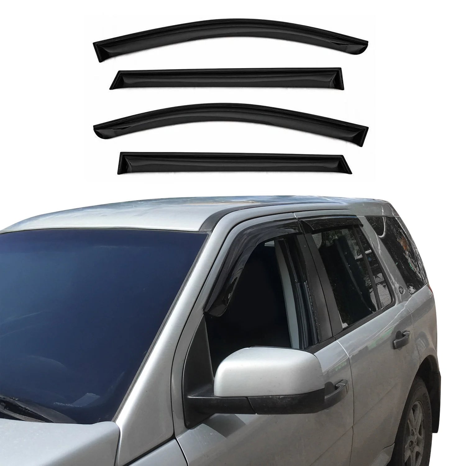 OMAC® 2528203 - Tape-On Black Smoke Front and Rear Tape-On Window Visor ...