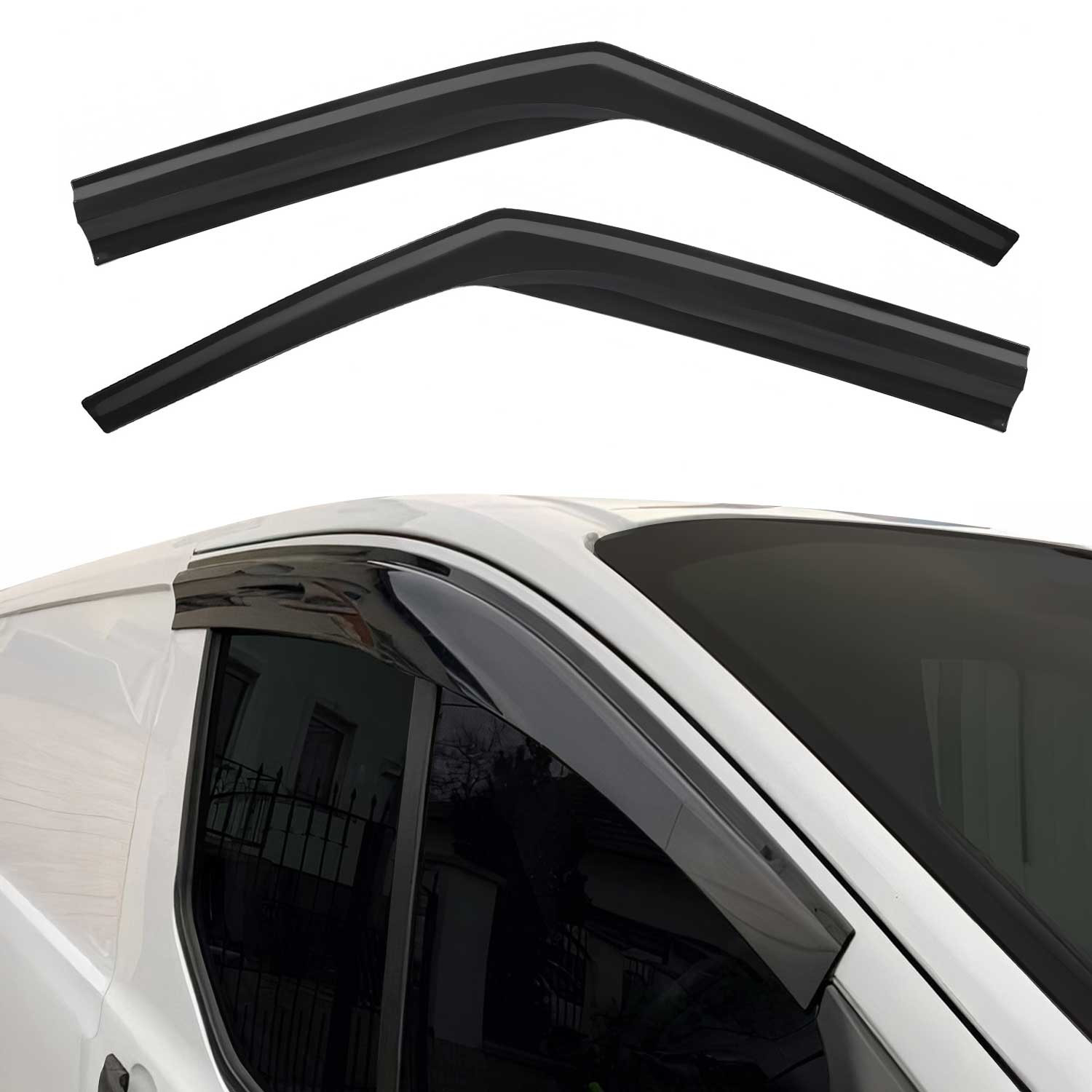 OMAC® 4722201 - Tape-On Black Smoke Front Tape-On Window Visor Vent ...