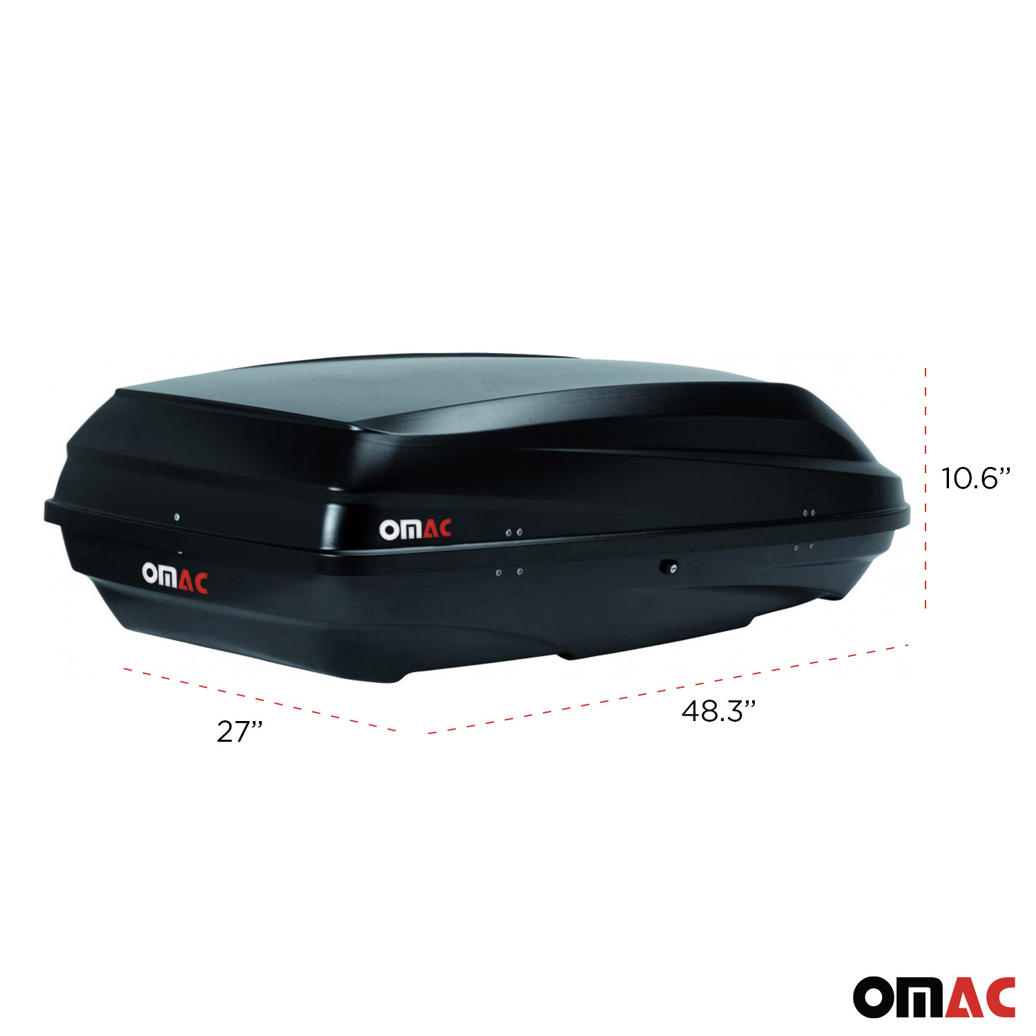 OMAC® 96G3300B - Carbon Fiber Textured Roof Cargo Box (48.3" L x 27" W ...