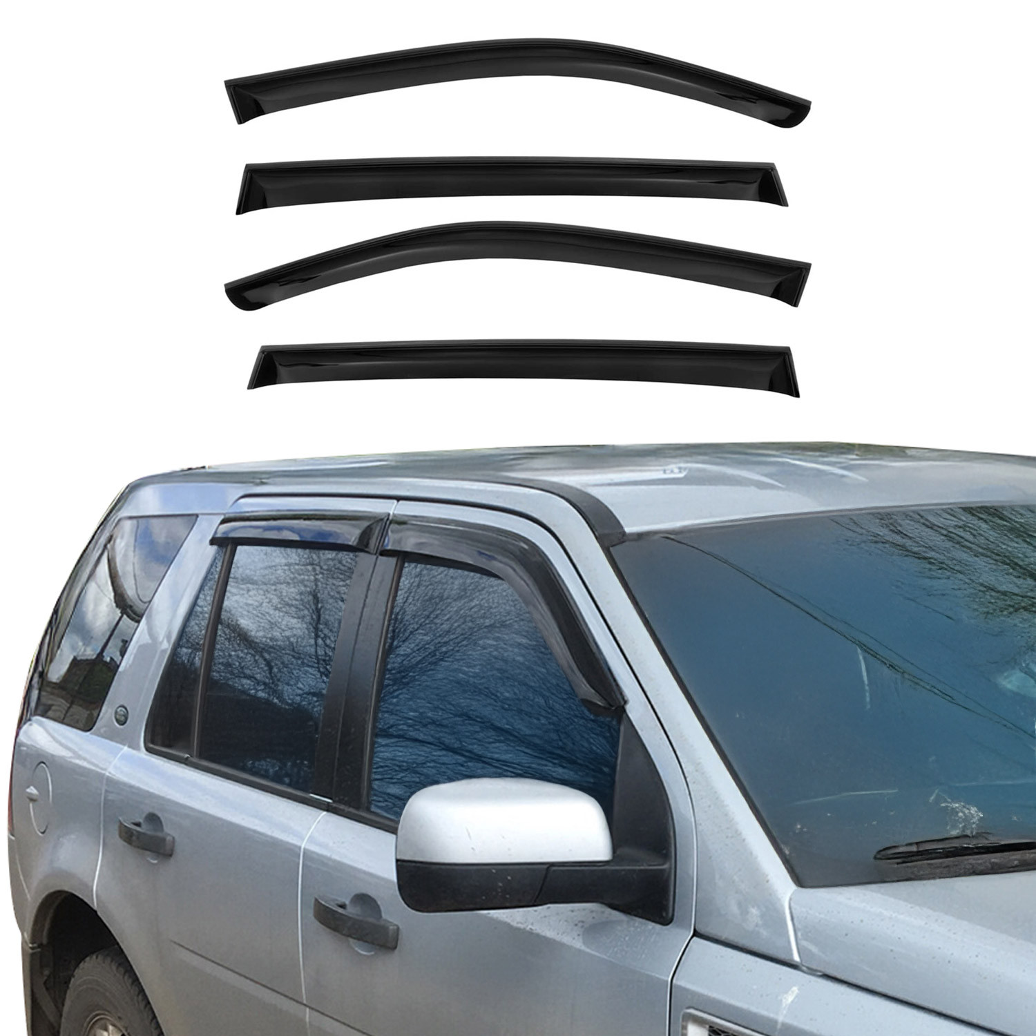 OMAC® 9977203 - Tape-On Black Smoke Front and Rear Tape-On Window Visor ...