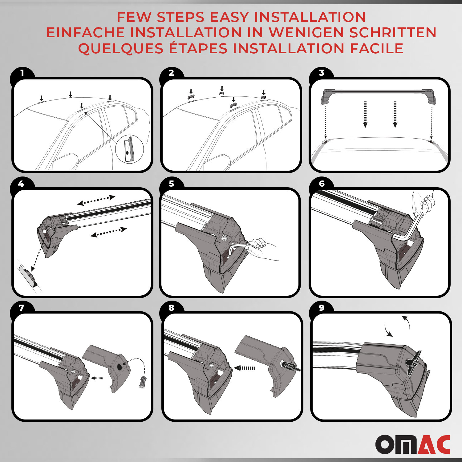 OMAC® G001933 - Black Fix Points Roof Racks Cross Bar