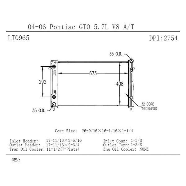 OSC Heat Transfer Products® 2754 - Engine Coolant Radiator with ...