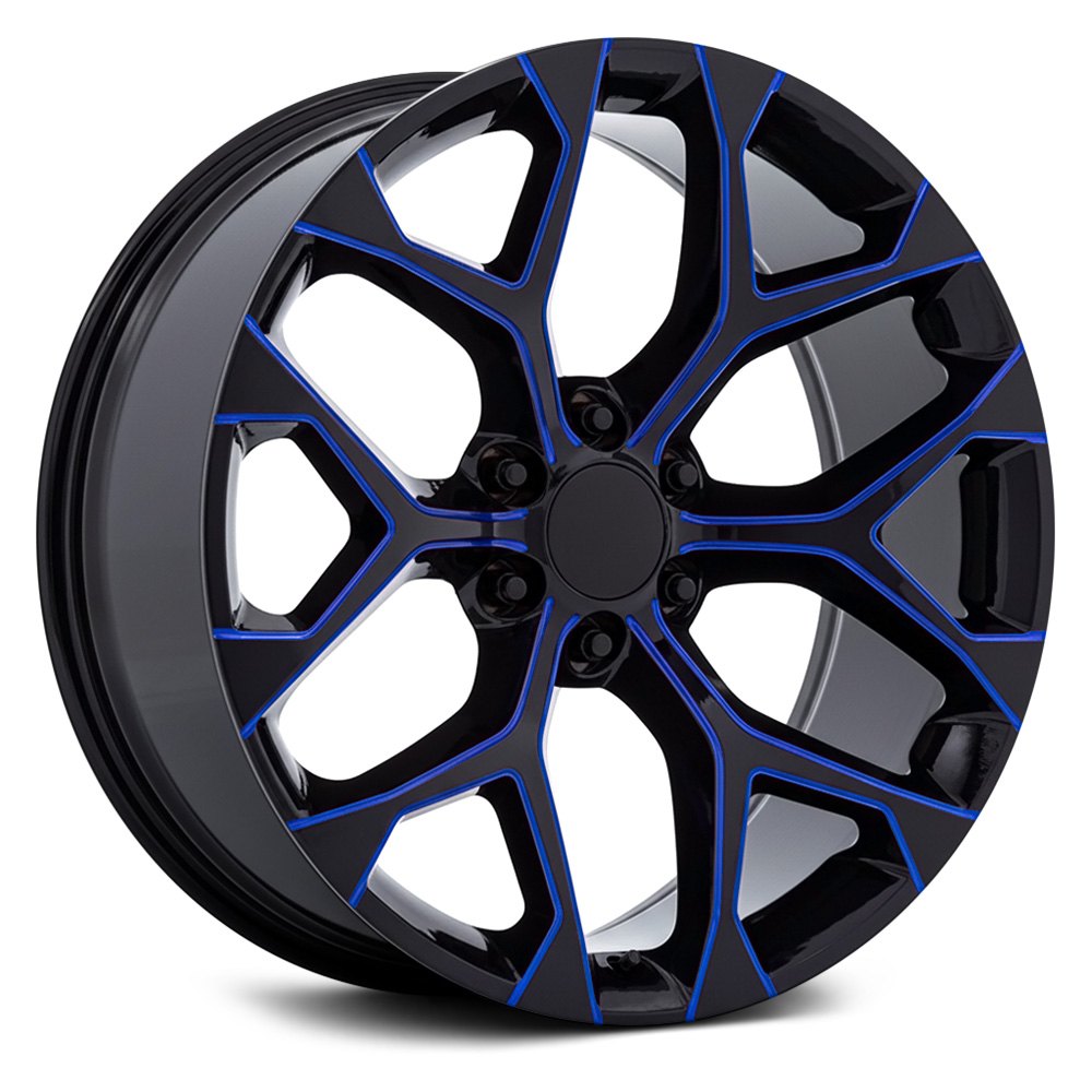 PERFORMANCE REPLICAS® 176 Wheels - Gloss Black with Blue Milled Accents ...