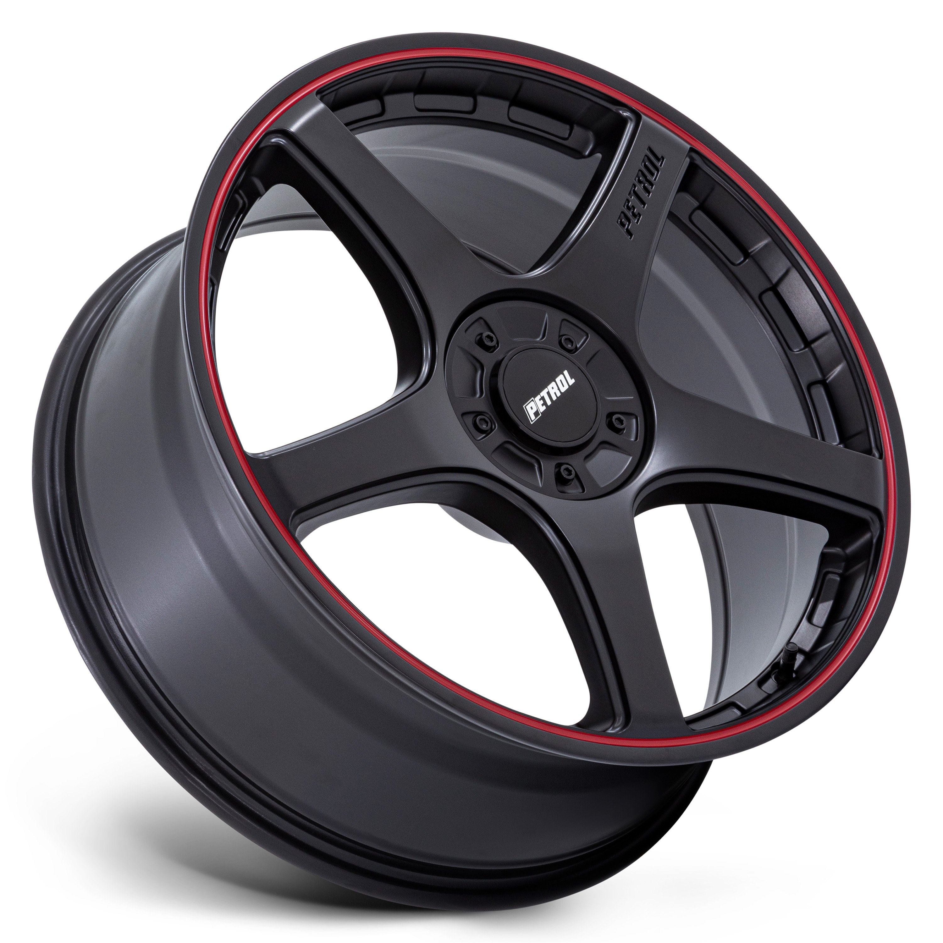PETROL® P2E Wheels - Matte Black with Red Lip Rims