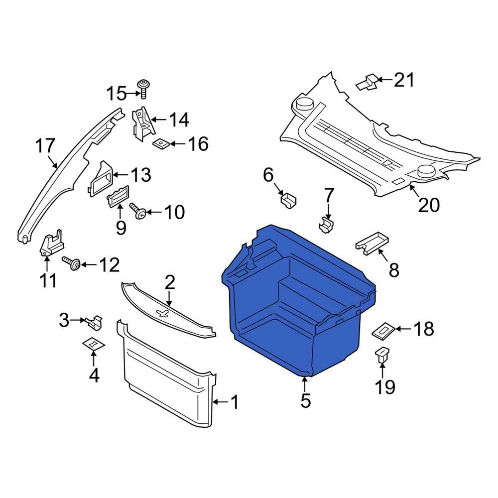 Porsche OE 98155104505A31 - Front Rearward Trunk Trim Panel